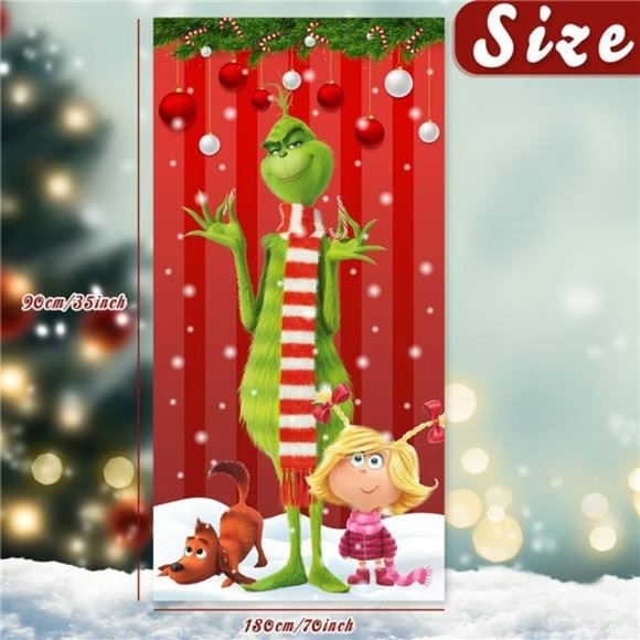 Holiday | Grinch Christmas Decorations The Grinch Door Cover Red ...